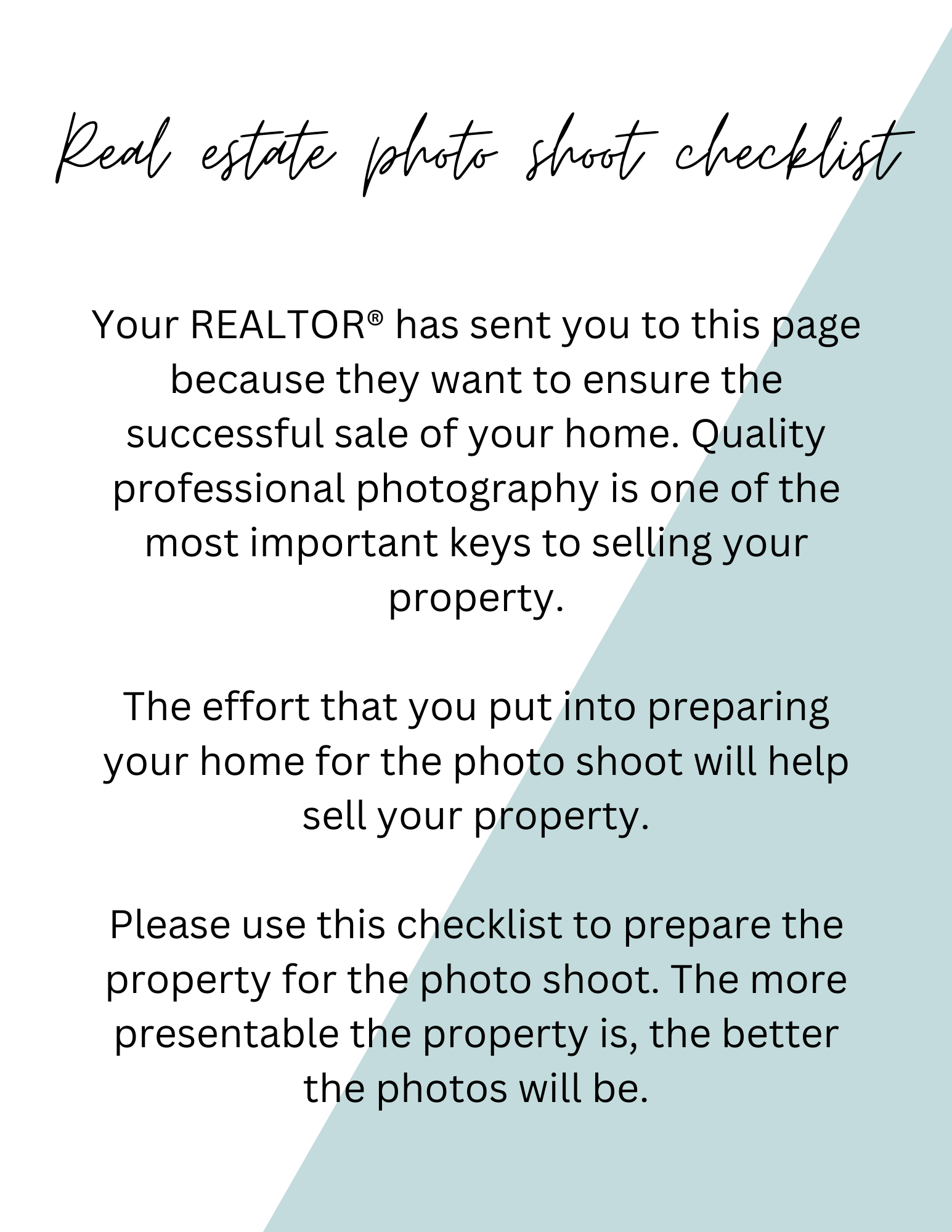 Photo Shoot Preparation Checklist | Real Estate by Dawn