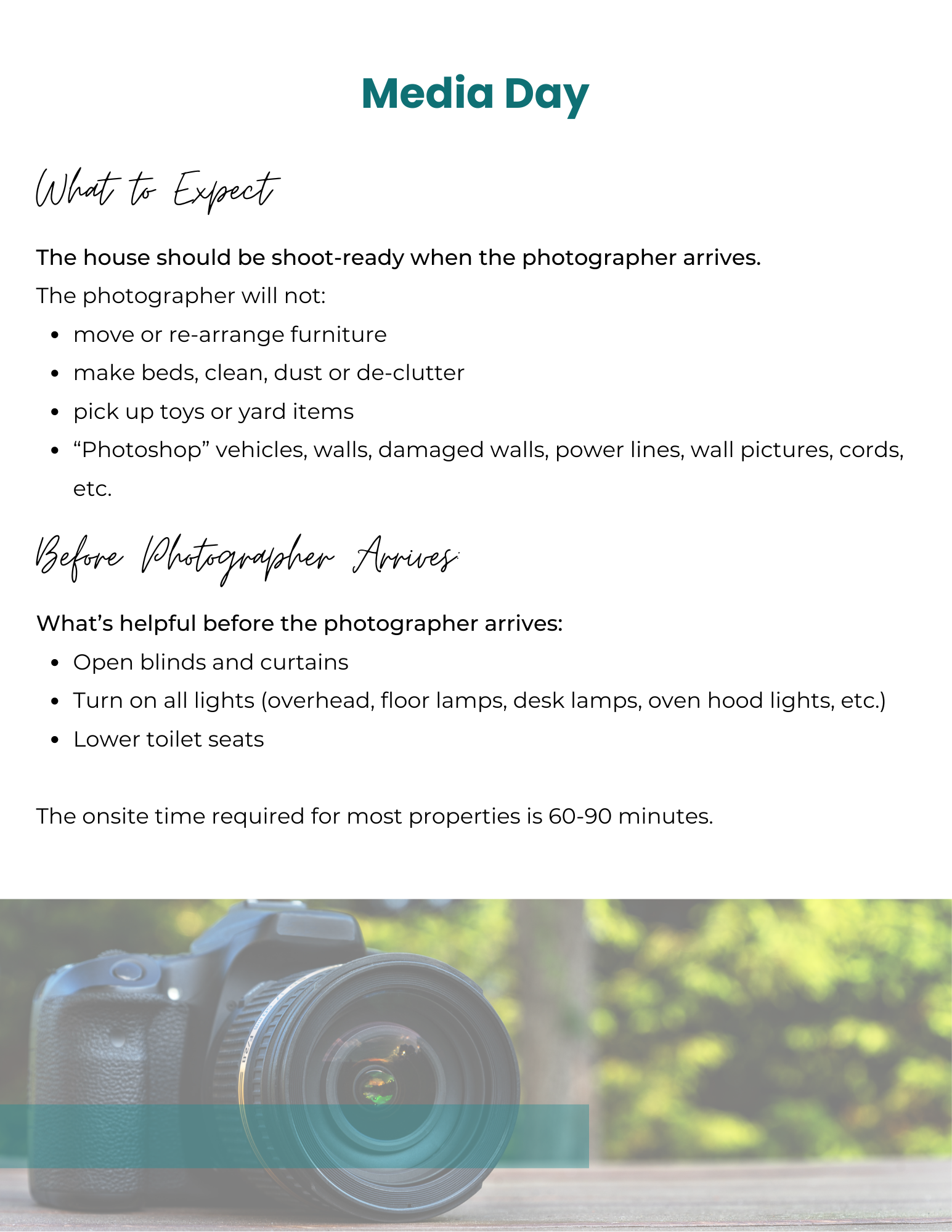 Photo Shoot Preparation Checklist | Real Estate by Dawn